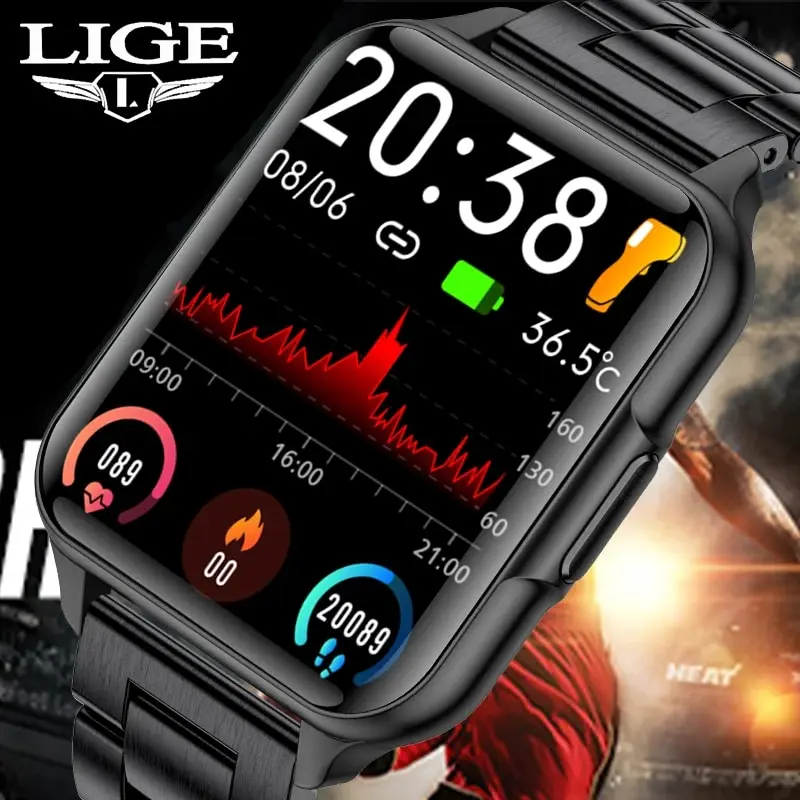LIGE-Smart-Watch-Men-Heart-Rate-Body-Temperature-Blood-Oxygen ...