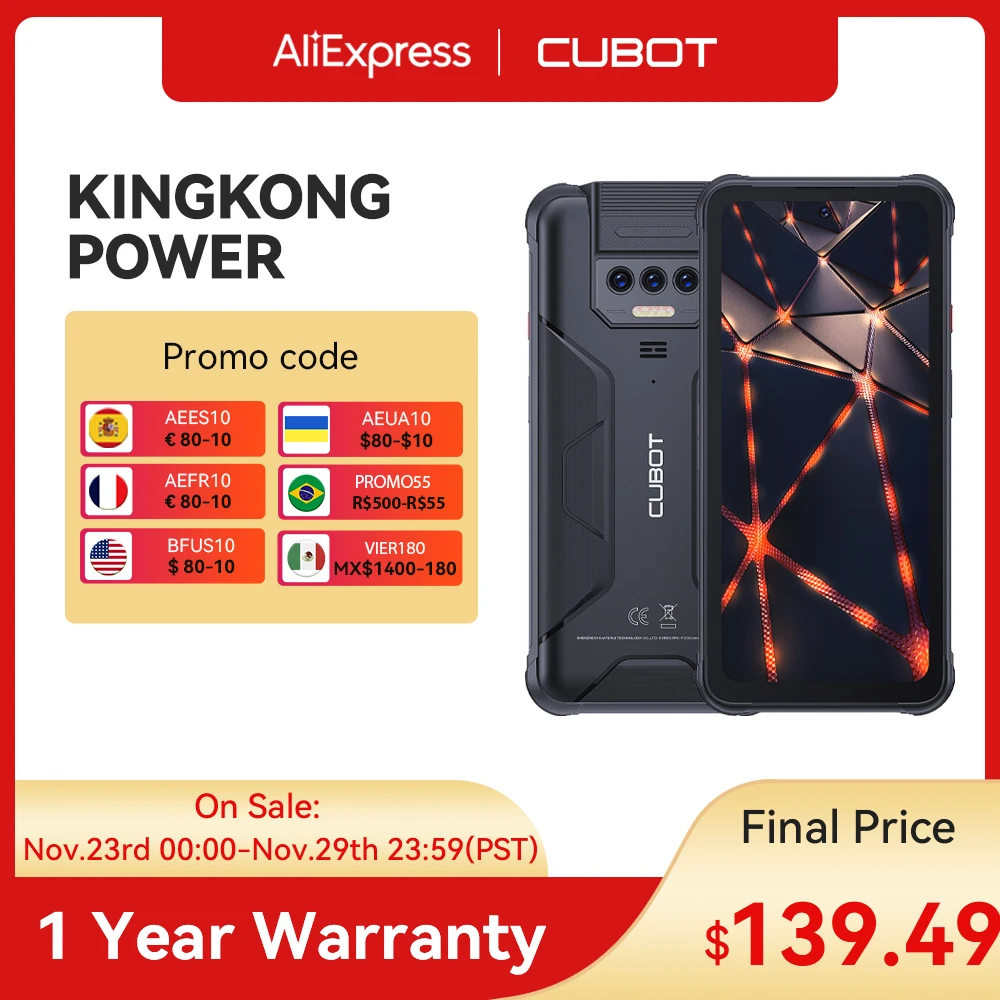 Cubot-KingKong-Power-Waterproof-Rugged-8GB-256GB-10600mAh-Smartphone ...