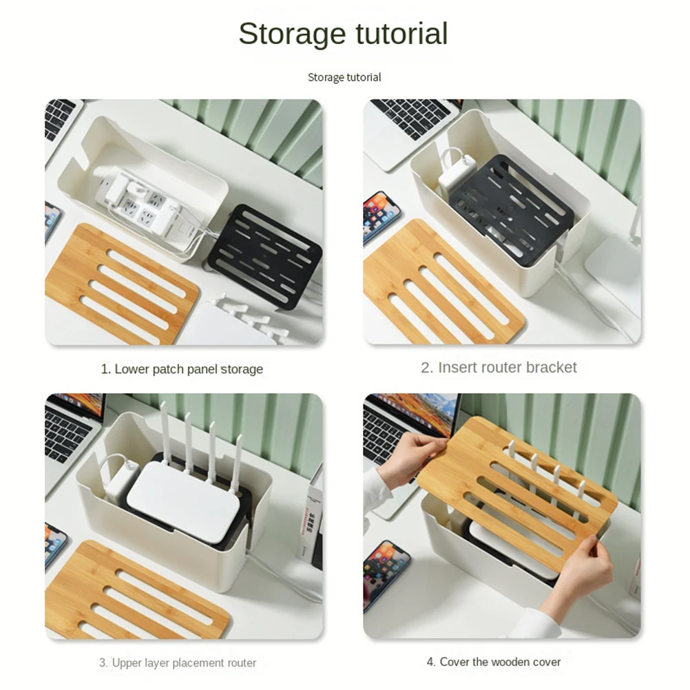 Router Storage Box Bamboo And Wood Hub Wireless Wifi TV Set-Top Box ...