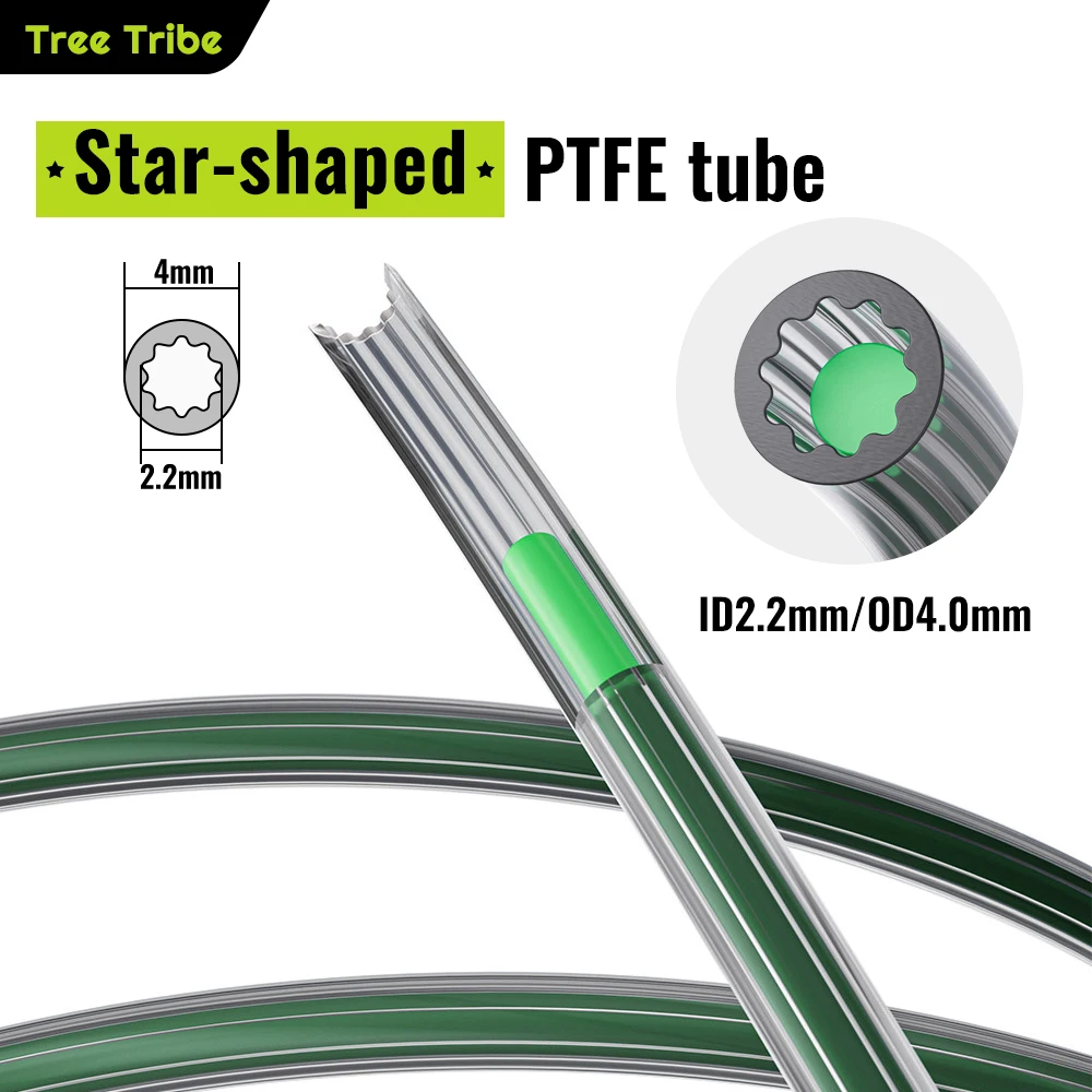 Tube PTFE lisse en forme d'étoile Tree Tribe, 1,75 mm ID, 2,2 mm OD, 4 ...