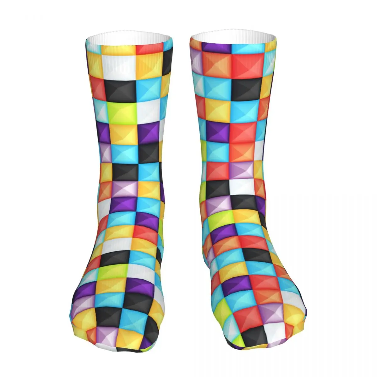 Bright-3d-Plastic-Squares-Socks-Men-s-Women-s-Polyester-Casual-Geometry ...