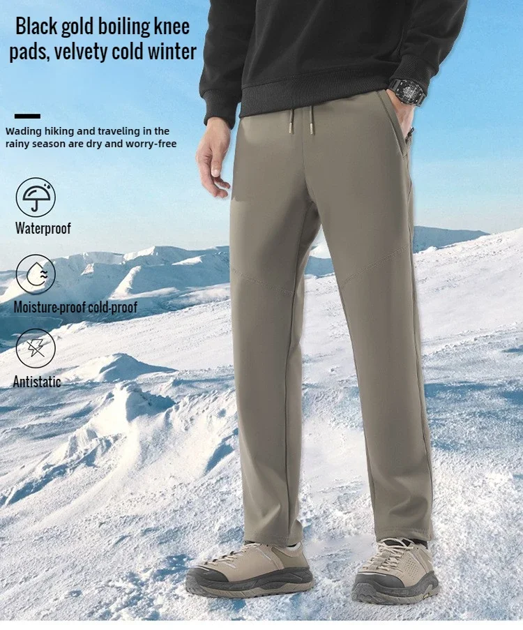 Winter Pants Men Tech Sports Thick Fleece Lined Trouser Male Outdoor ...