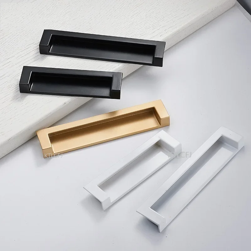 Recessed Silver Black Gold Zinc Alloy Nordic Style Drawer Kitchen ...