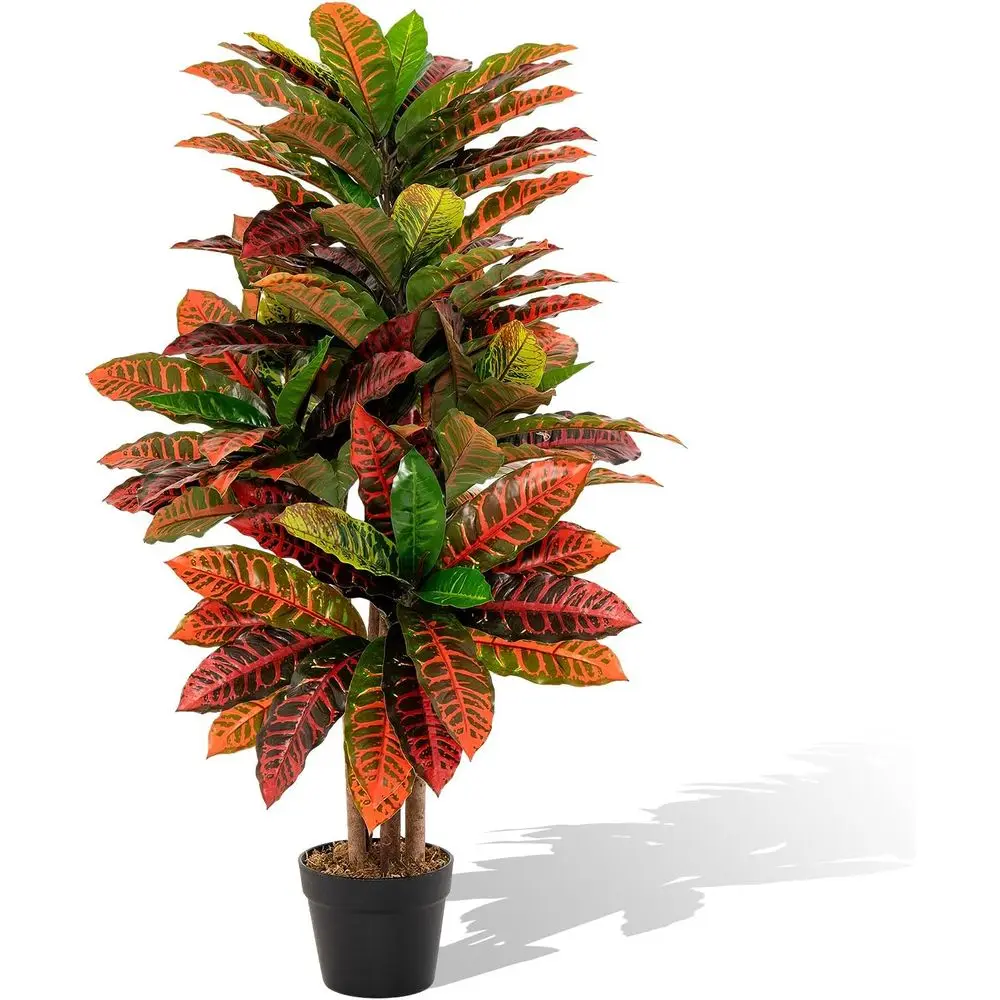 40 Tall Artificial Croton Tree with Nursery Pot, Real Wood Trunks ...