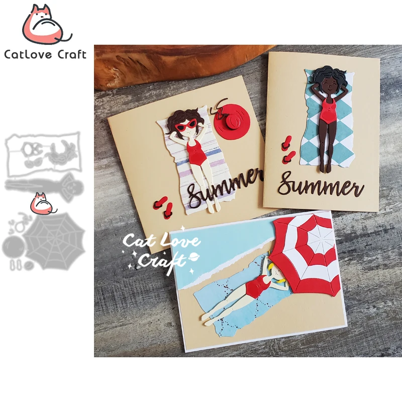 Catlove Beach Girls Summer Metal Cutting Dies Scrapbooking Stencil Die ...