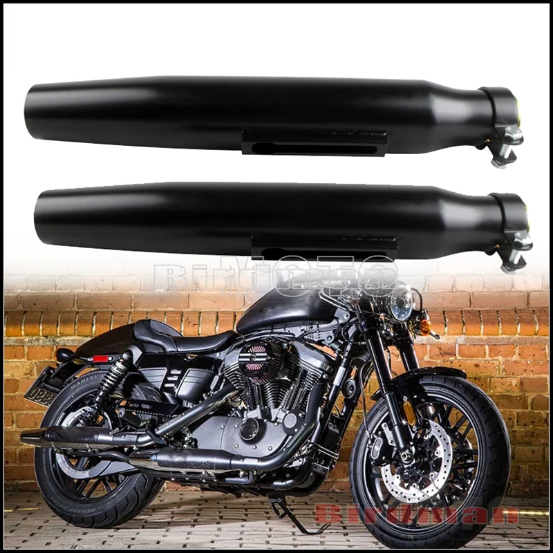 2X Universal Motorcycle Retro Exhaust Muffler 415mm Pipe For Harley ...