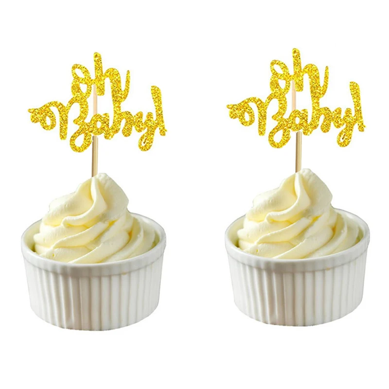 12pcs-Rose-Gold-Sparkling-Sequins-Cake-Topper-Oh-Baby-Letter-Cupcake ...