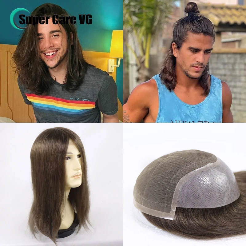 Perruque-toupet-en-dentelle-pour-hommes-cheveux-humains-vierges-bruns ...