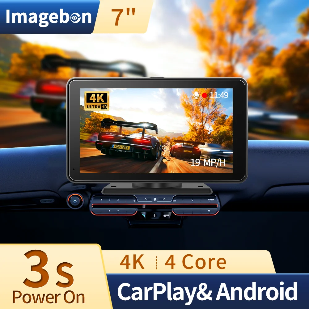 Imagebon-7-Double-Bracket-4K-Rear-Camera-Car-DVR-FM-AUX-Android-Auto ...
