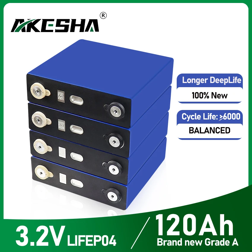 Grade A 3.2V 120Ah LiFePO4 Battery Rechargeable Lithium Iron Phosphate ...
