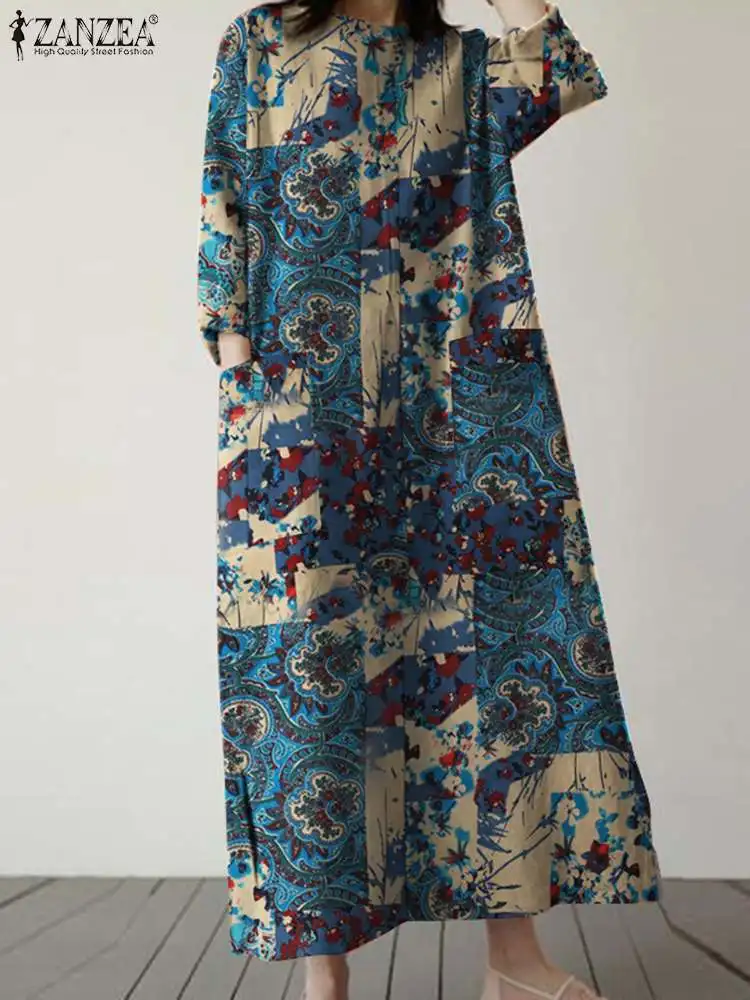 Autumn-Women-Long-Sleeve-Vintage-Dress-ZANZEA-Retro-Floral-Printed ...