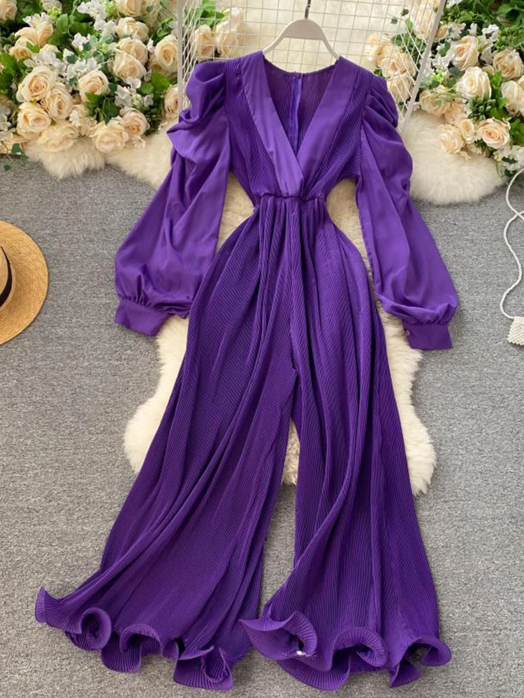 FTLZZ-bahar-sonbahar-seksi-kad-nlar-v-yaka-puf-kollu-tulumlar-zarif ...