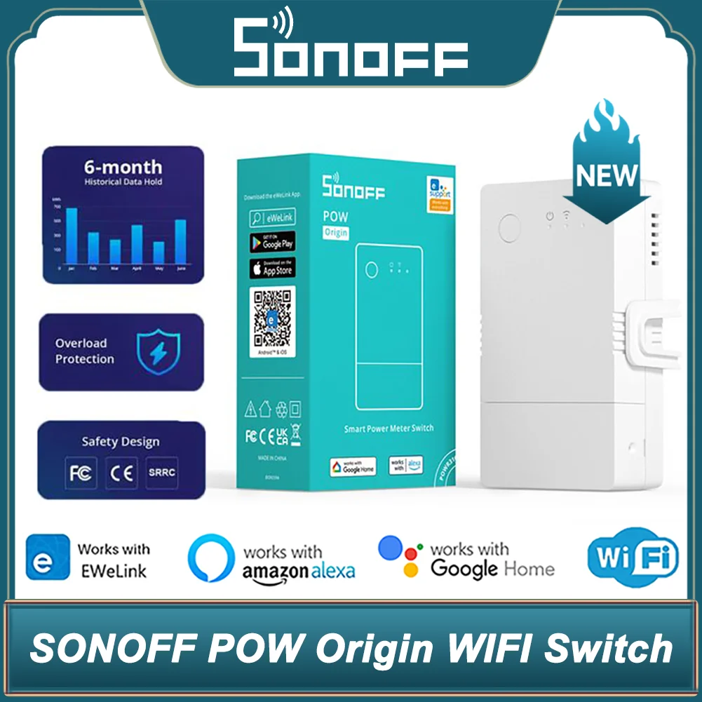 SONOFF POW Origin 16A Ewelink Wifi Smart Power Meter Switch Overload ...