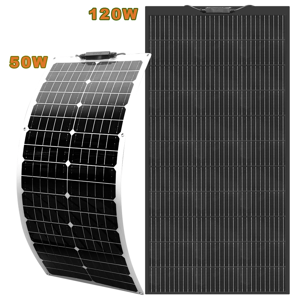 12V-Flexible-Solar-Panel-Kit-Monocrystalline-Solar-Cell-50W-100W-120W ...