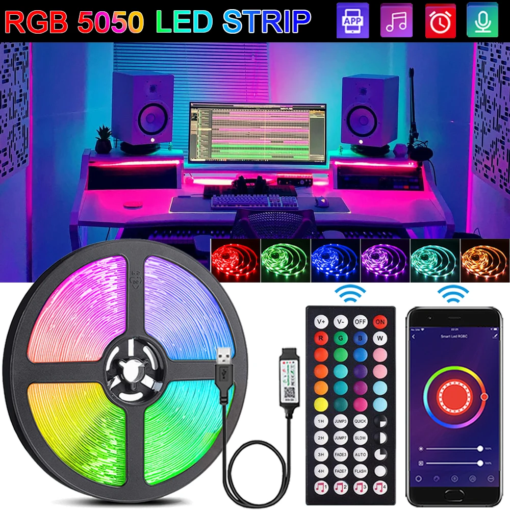 RGB-5050-Led-Strip-Lights-Music-Sync-Led-Tape-Bluetooth-Control ...