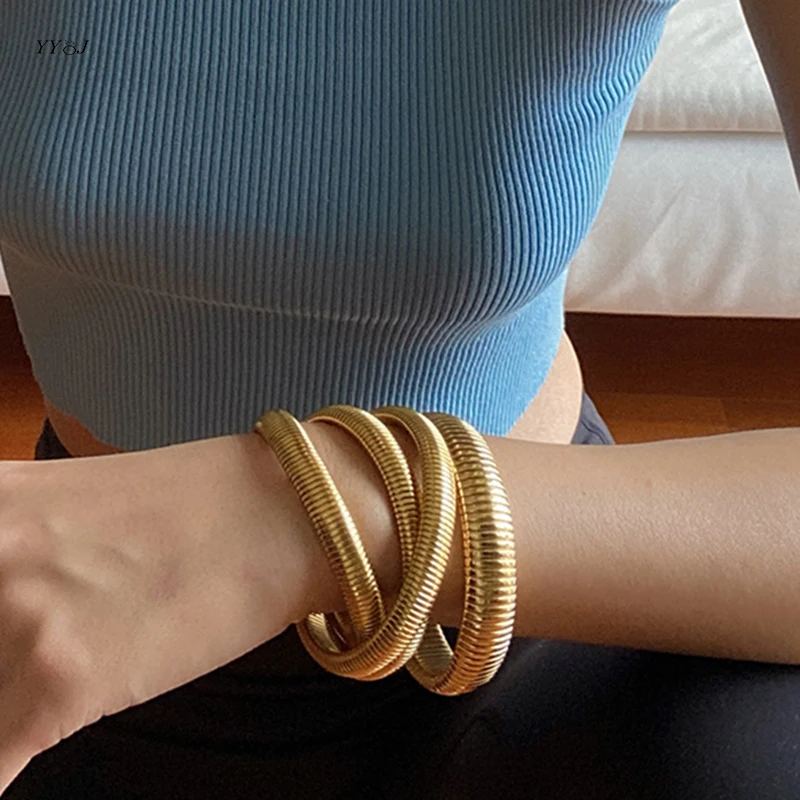 Wide-spring-bangles-for-women-stainless-steel-bold-thick-bangles ...