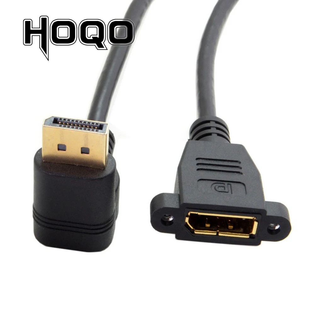 90 Degree Angle Elbow DisplayPort Panel Mount Extension Cable Adapter ...