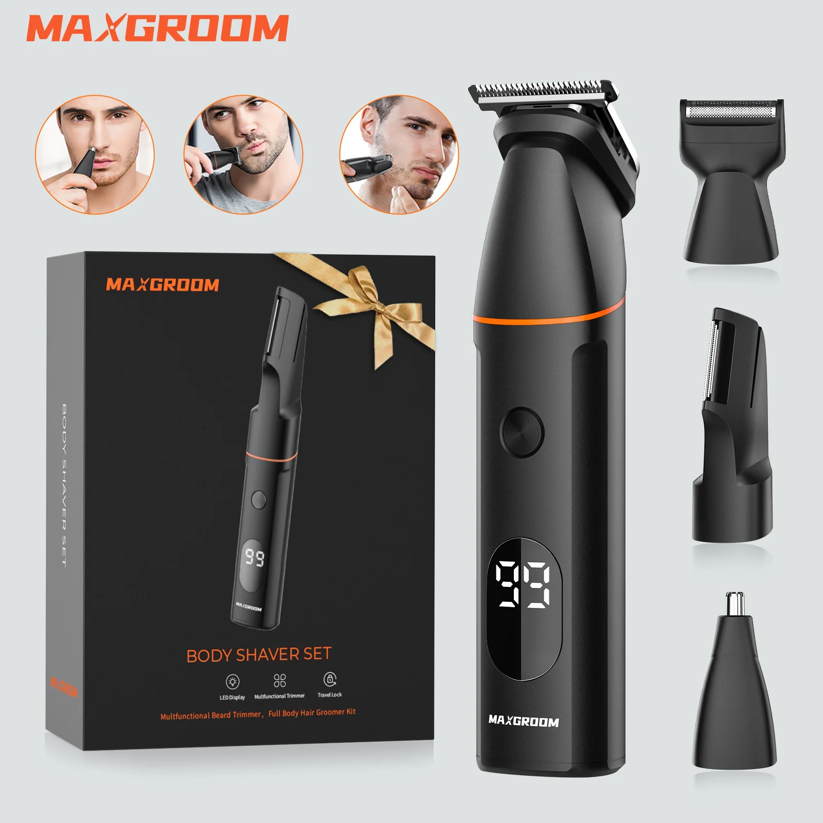 MAXGROOM-4-in-1-Body-Hair-Trimmer-Kit-for-Men-Pubic-Shaver-Hair-Nose ...