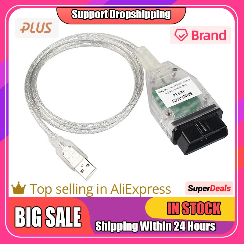 Mini Vci J2534 Diagnostic Cable Scanner Adapter Obd2 Usb Interface Scan ...