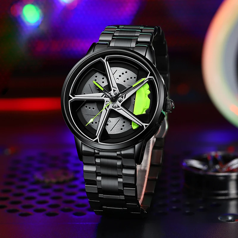 Sports Car Wheel Hub Men Watch Waterproof Rotate Watches Rim Watch ...