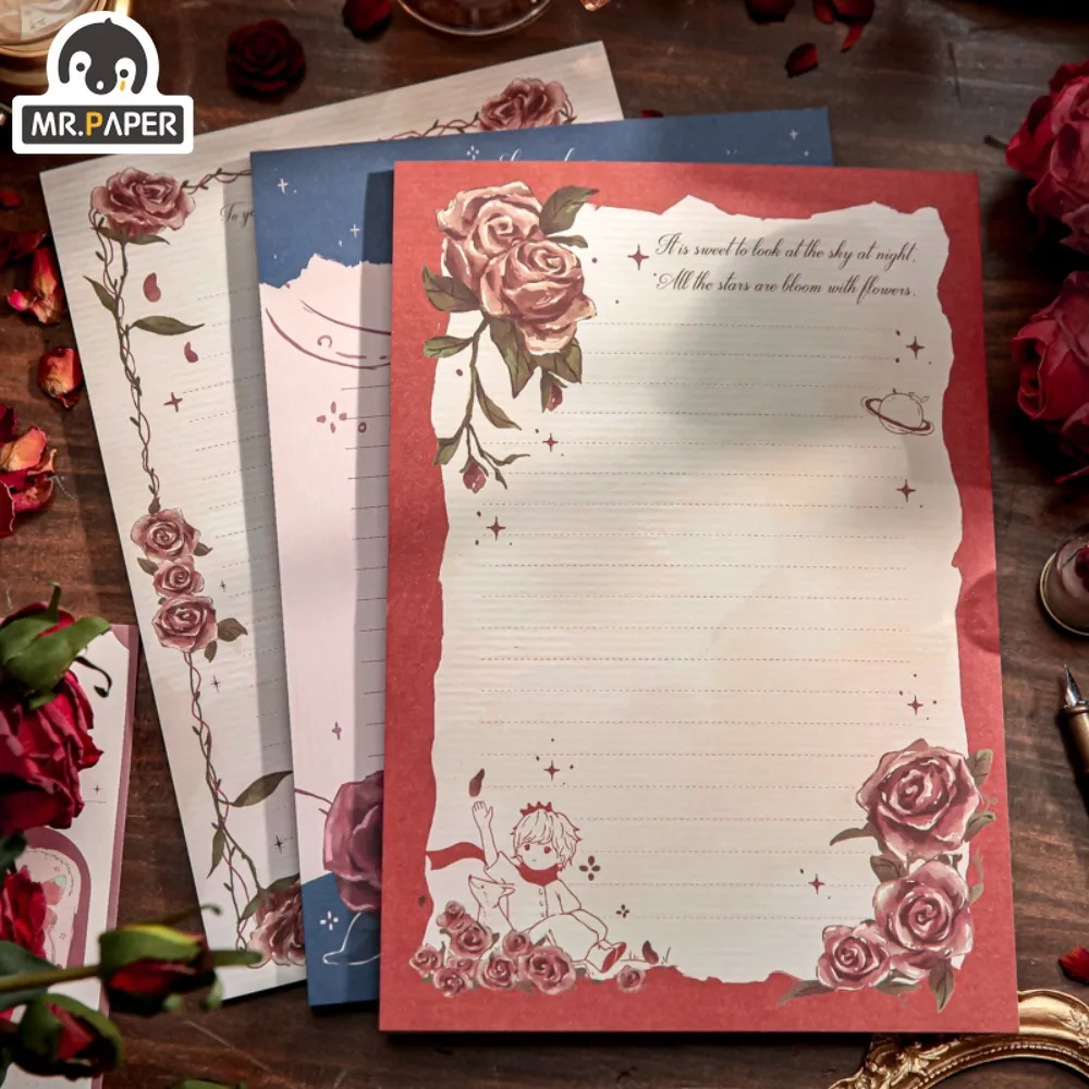 Mr-Paper-50Pcs-Book-Retro-Writing-Pads-Little-Prince-Rose-Series-Good ...