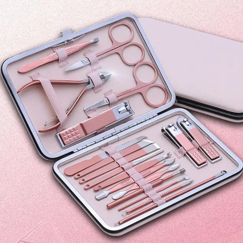 7-12-16-18-Pcs-Spring-Pink-New-Stainless-Steel-Nail-Clippers-Set ...