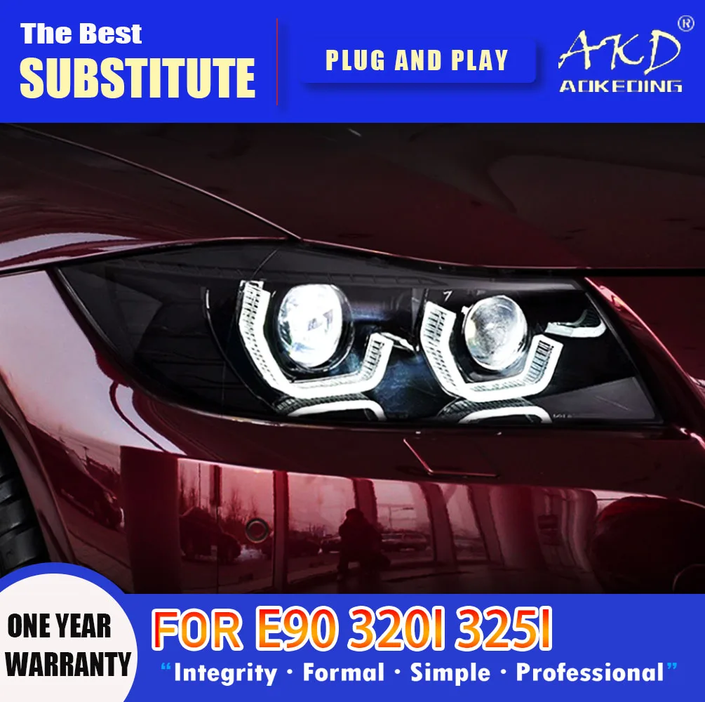 AKD Head Lamp for BMW E90 LED Headlight 2005 2012 Headlights 320i 325i ...