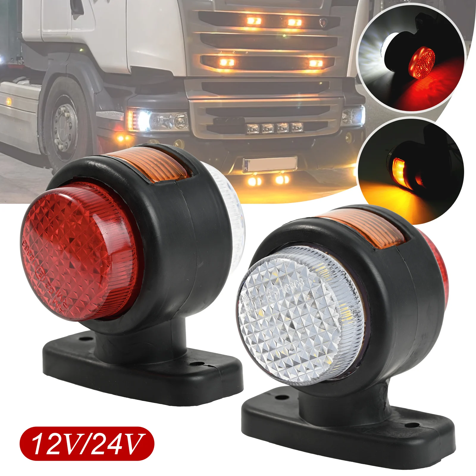 12V-24V-LED-Side-Marker-Light-Clearance-Lamp-Outline-Red-White-Amber ...