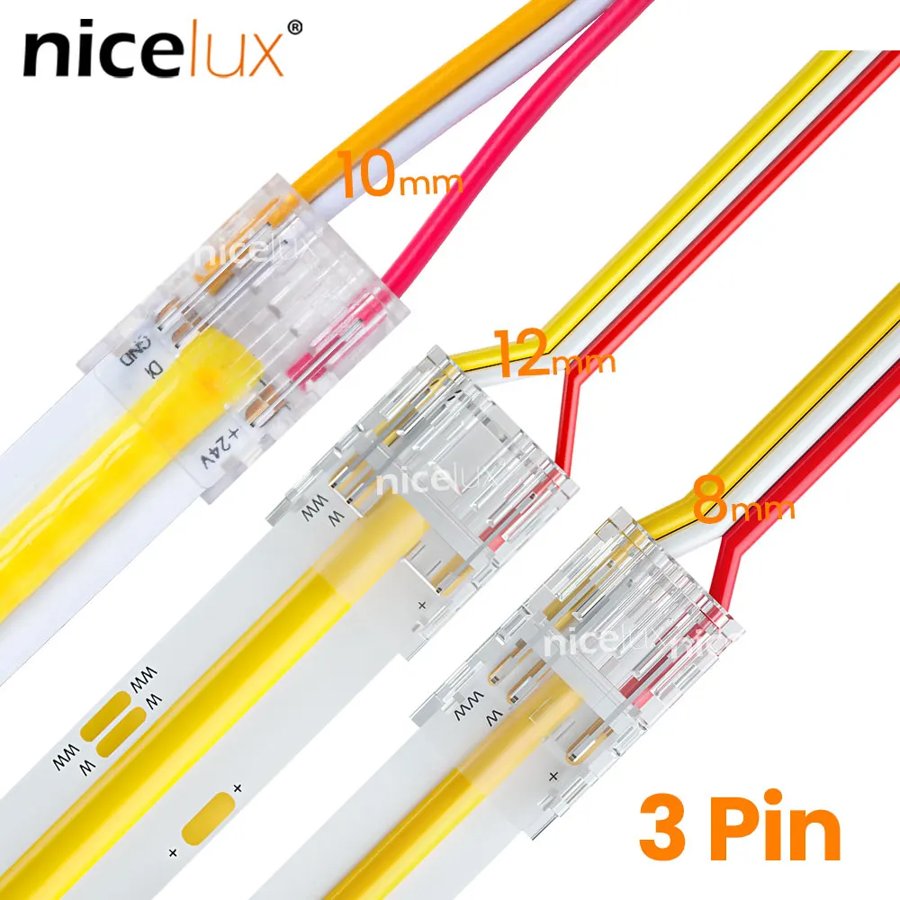 COB-Strip-To-Wire-LED-Connectors-12-8-10mm-Connection-Solderless-For ...
