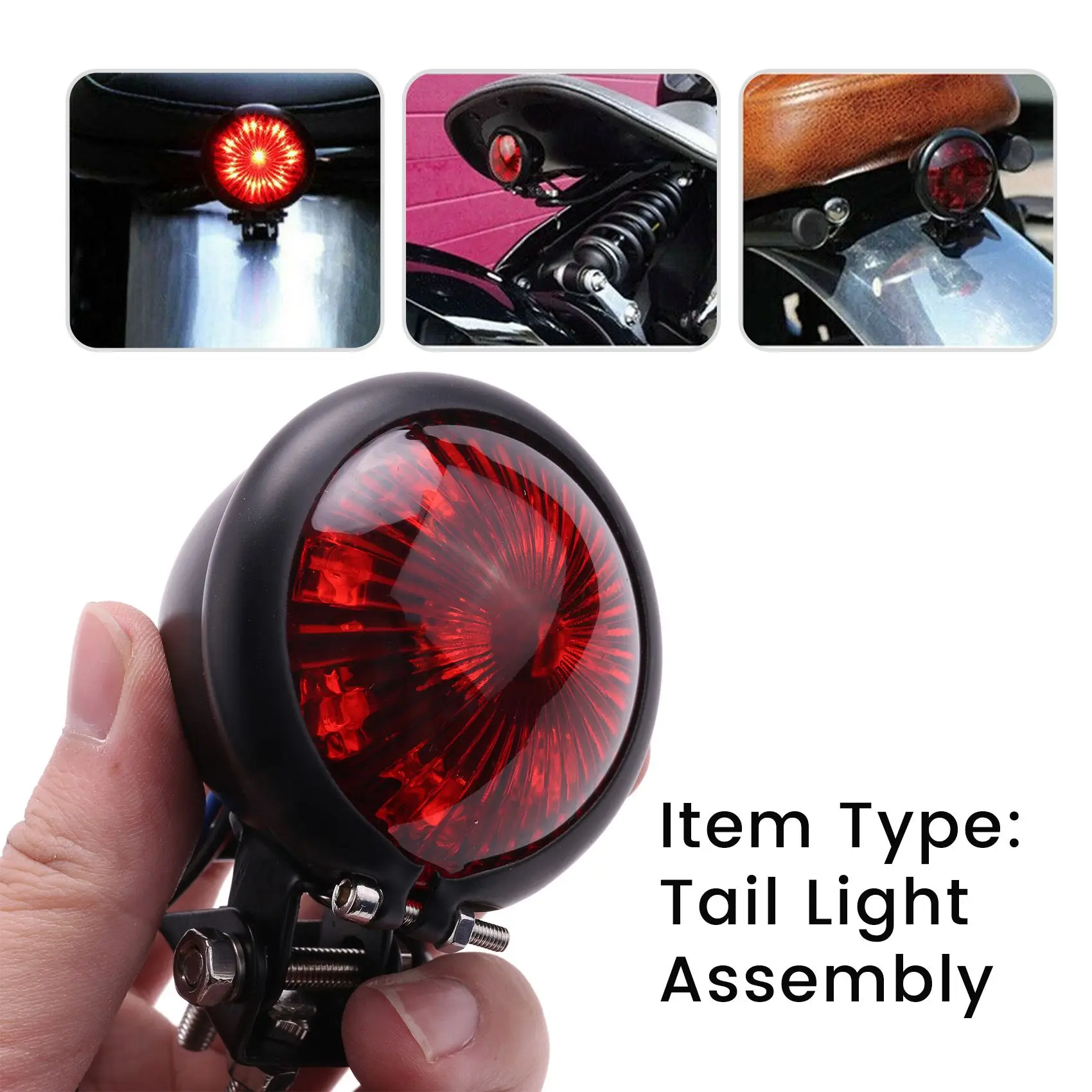 Red-12V-Led-Black-Adjustable-Cafe-Racer-Style-Stop-Tail-Light ...