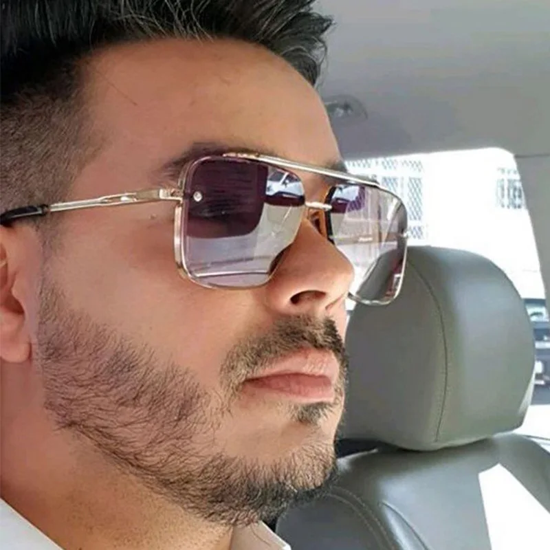 Men Square Vintage Male Sun Glasses | Sunglasses Men Square Metal ...