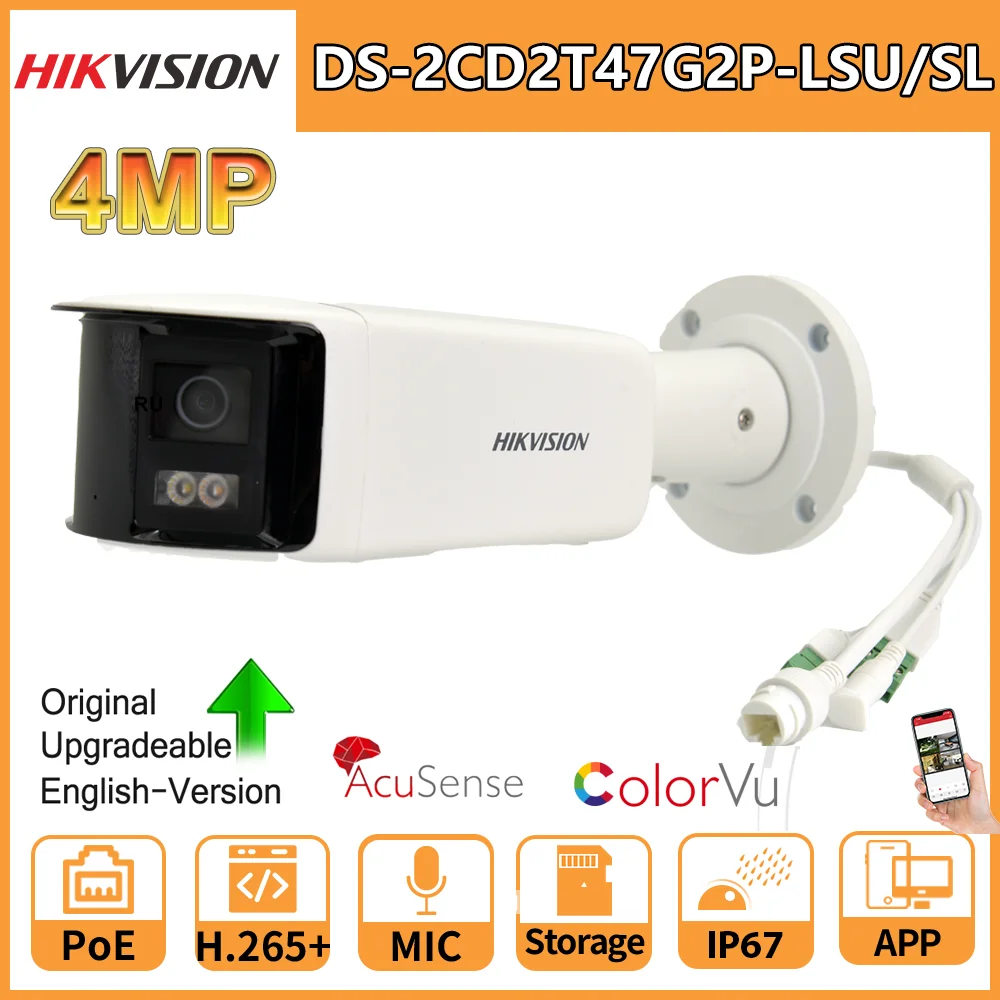 HIKVISION-4MP-Panoramic-ColorVu-Bullet-IP-Camera-DS-2CD2T47G2P-LSU-SL-4K-Security-Double-Lens ...