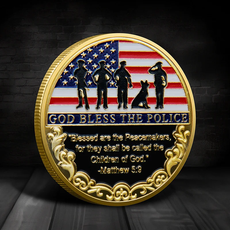 1pc US God Bless The Police Challenge Coin Thank You for Your Service ...