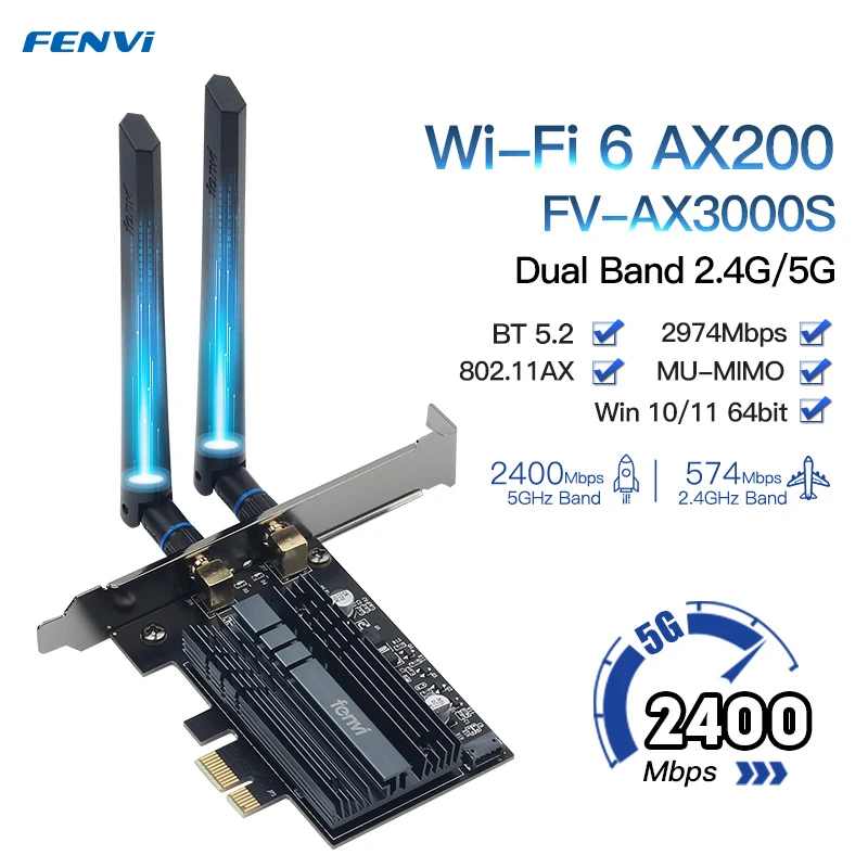 Fenvi Wireless Ax3000 Wi-fi 6 3000mbps Pcie For Bluetooth 5.1 Wifi ...