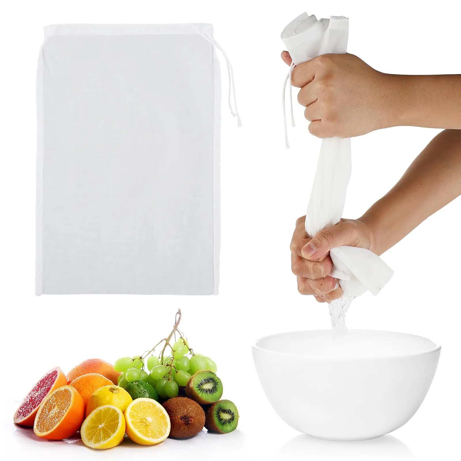 4 Pcs Nylon Nut Milk Bag 100 Mesh Cheese Cloth Reusable Food Strainer ...