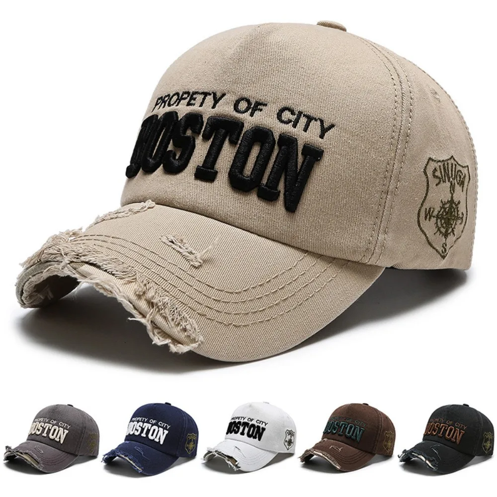 Trendy Worn Cowboy Baseball Cap Embroidery Trucker Cap Outdoor Anti-uv ...