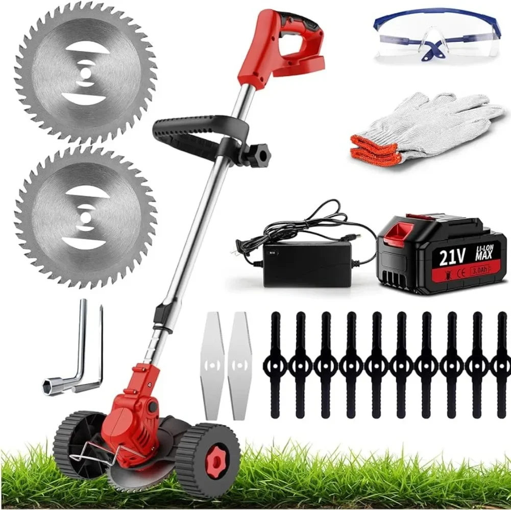Battery-Weed-Wacker-Cordless-Weed-Trimmer-21v-Lawn-Mower-Grass-Cutter ...