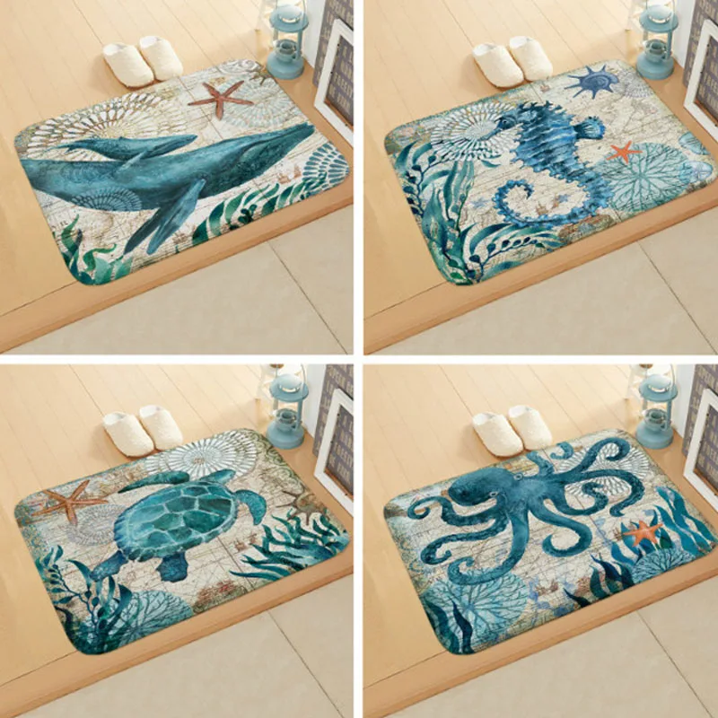 Sea-Doormat-Sea-Turtle-Seahorse-Pattern-Anti-Slip-Carpet-Door-Mat ...
