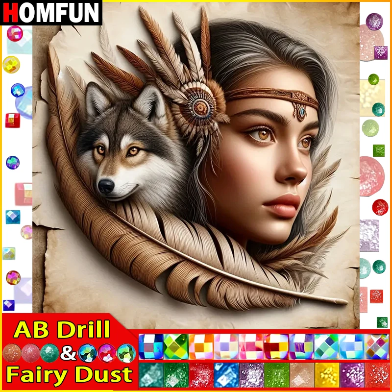 HOMFUN Fairy Dust AB Diamond Painting Full Square/Round Drill 5D DIY ...