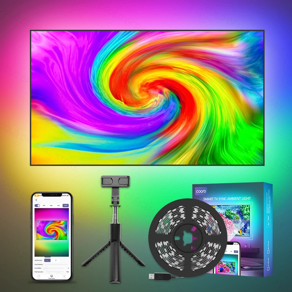 COOLO-Ambient-TV-LED-Backlight-with-Phone-Camera-App-Sync-LED-Strip ...
