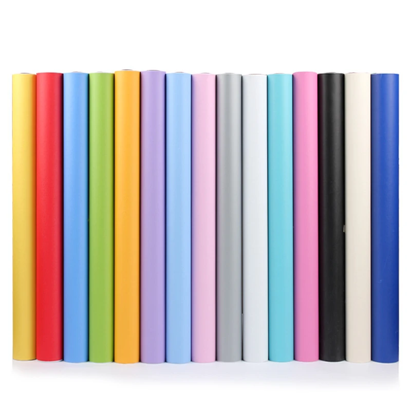 Solid Color Self adhesive Wallpaper Rolls Walls PVC Flame Retardant ...