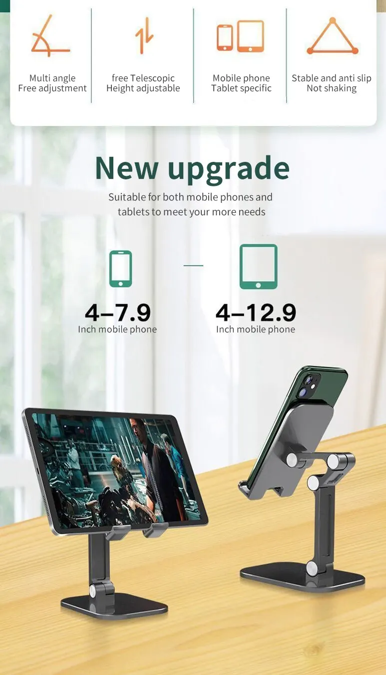 Support de bureau pliable en trois parties pour téléphone portable ...