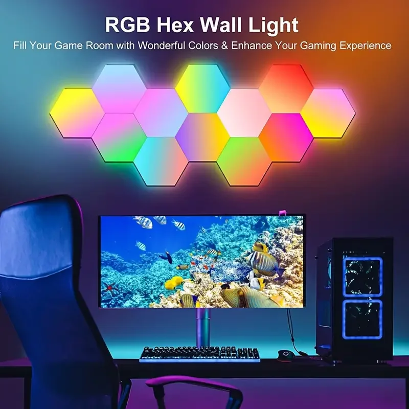 Hexagonal-touch-LED-wall-light-neutral-white-light-night-light-touch ...