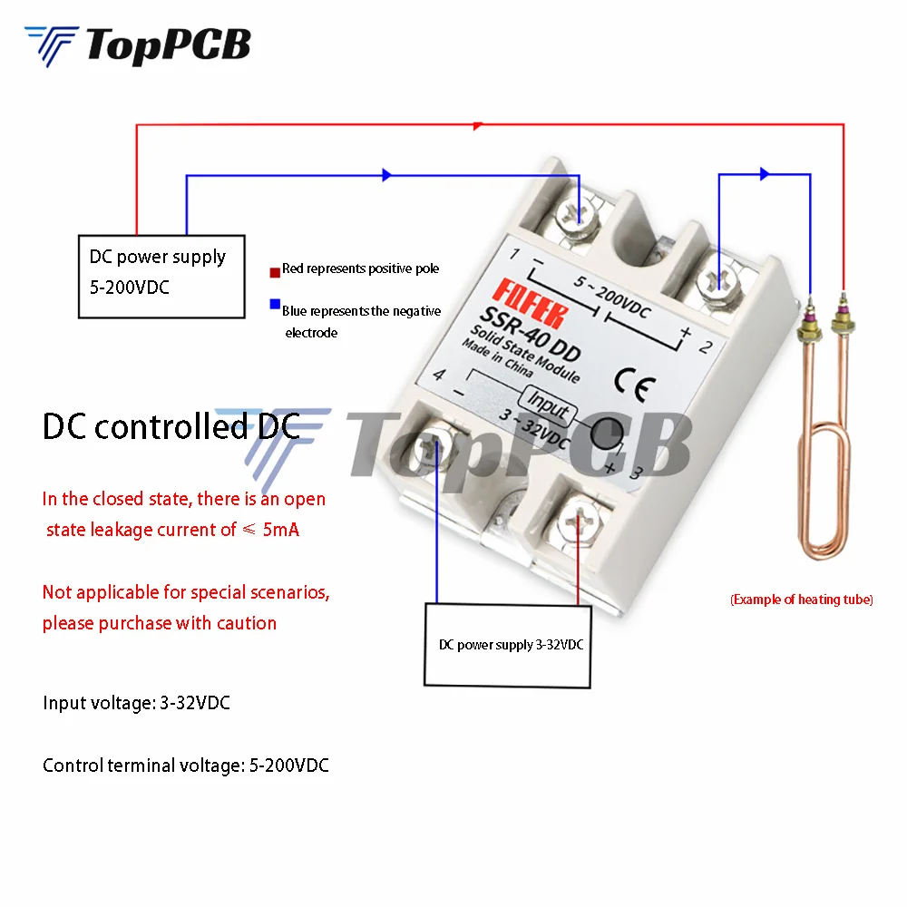 10-100A DC-DC Solid State Relay Module SSR-10DD SSR-25DD SSR-40DD SSR-60DD SSR-80DD SSR-100DD 3 ...