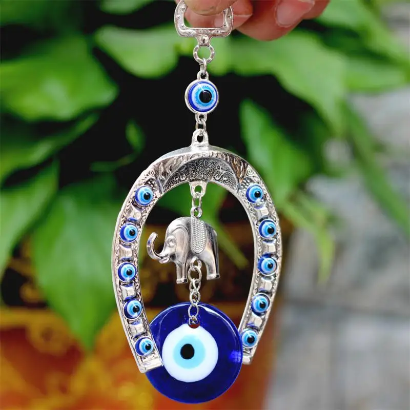 Turkish-Blue-Eye-Horseshoe-with-Elephant-and-Ribbon-Wall-Hanging-Amulet ...
