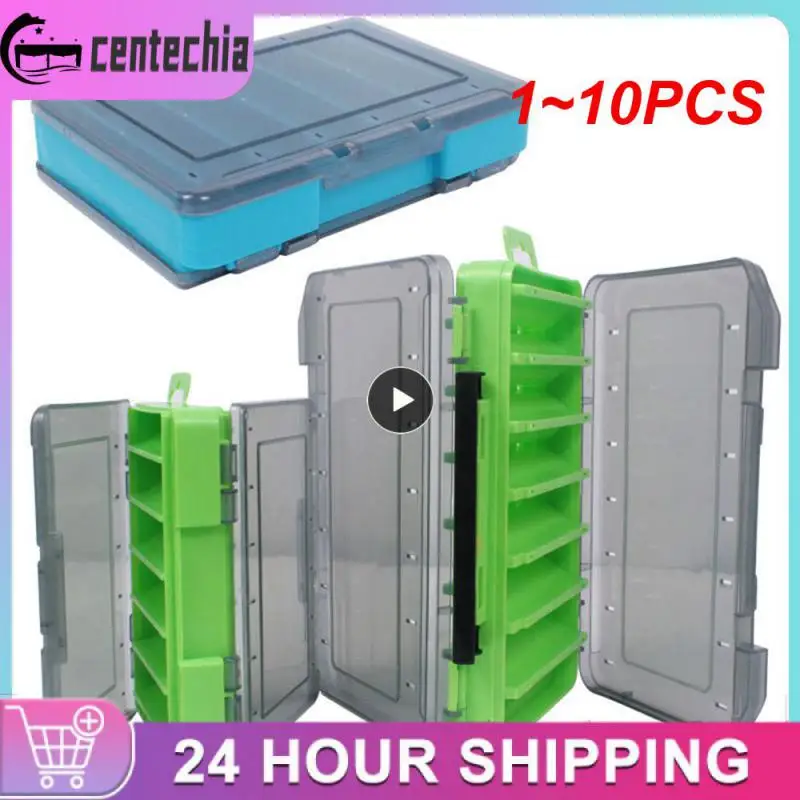 1-10PCS-Fishing-Tackle-Box-Lure-Storage-14-Compartments-Double-Sided ...