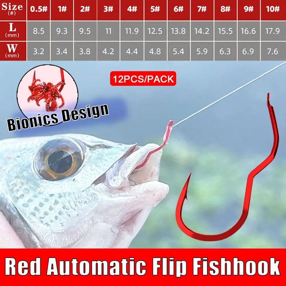 12Pcs-Pack-Sharp-Barbed-Red-Fishing-Hook-Anti-Slip-High-Carbon-Steel ...
