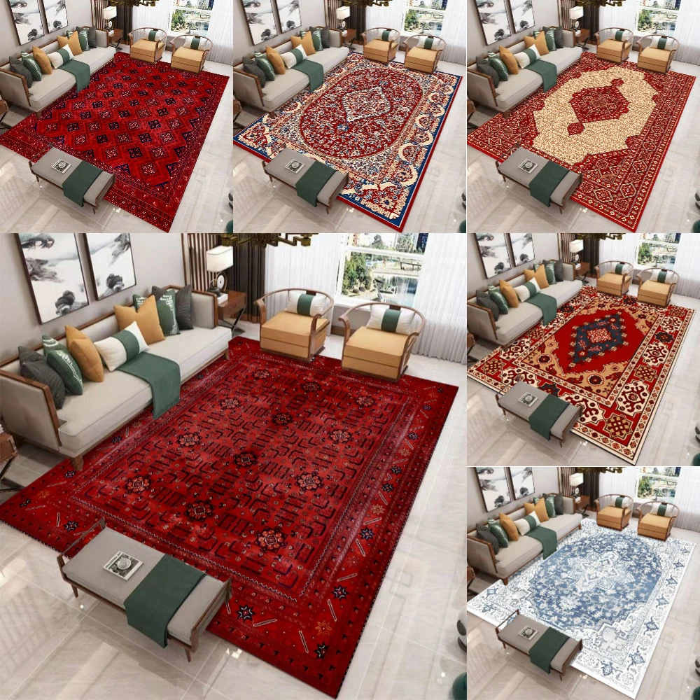 Luxury Red Persian-Turkish Print Carpet Living Room Sofa Rug Bedroom ...