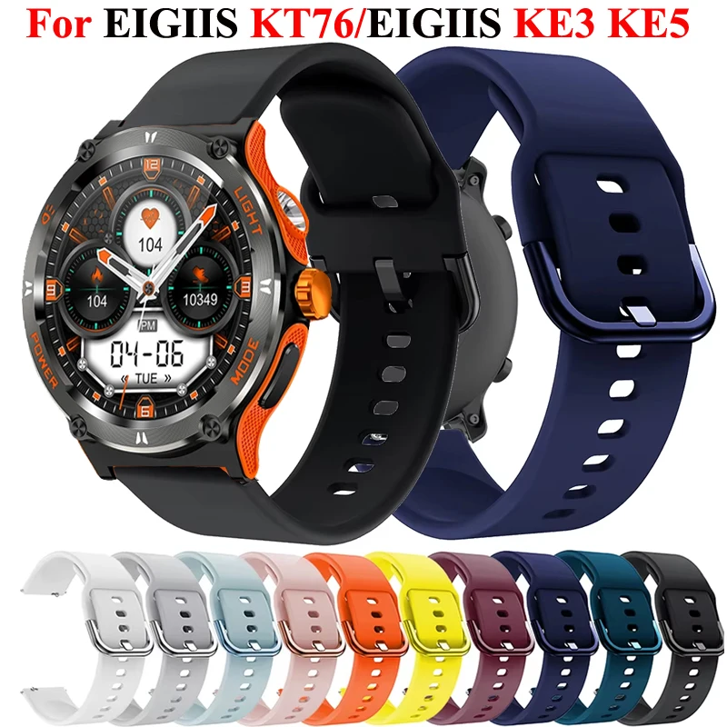 Silicone Strap For EIGIIS KT76 Smart Watch 22mm Replacement Wristband ...