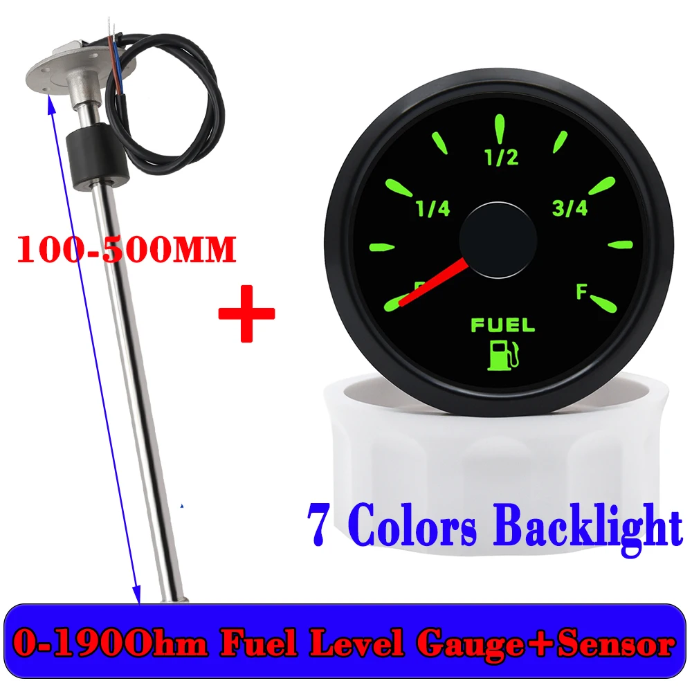 52mm Fuel Level Gauge + 0-190 ohm Fuel Float Waterproof IP67 Oil Tank ...